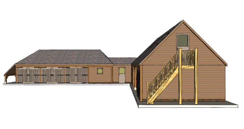 L Shaped 3 Car Garage With Loft